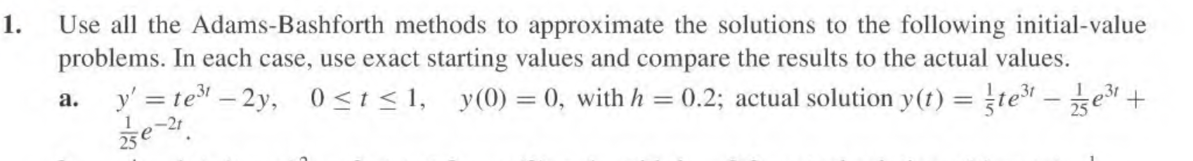 Solved Use All The Adams Bashforth Methods To Approximate 