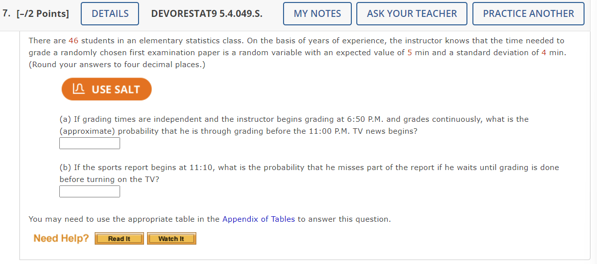 Solved There are 46 students in an elementary statistics | Chegg.com