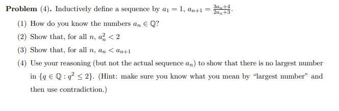 Solved 3a +4 20, +3 Problem (4). Inductively define a | Chegg.com