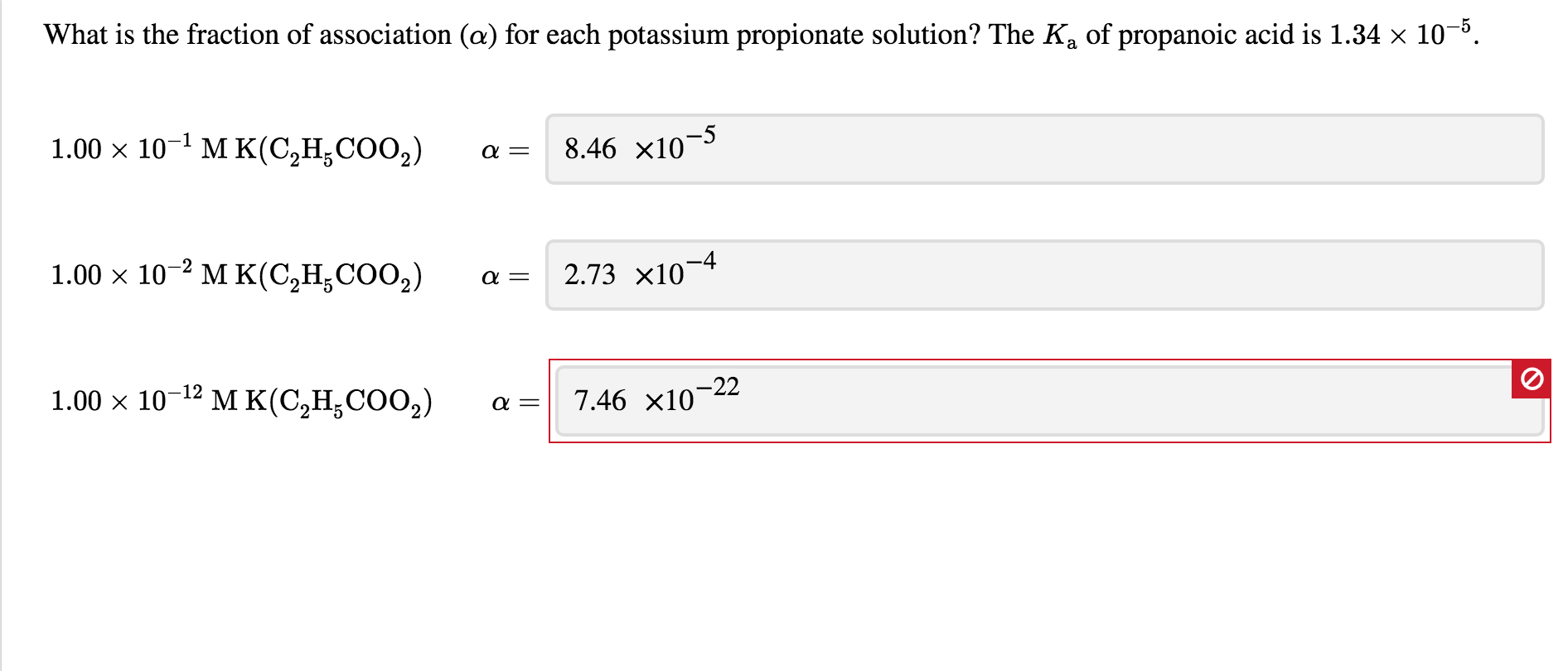 Solved What is the fraction of association (a) for each | Chegg.com