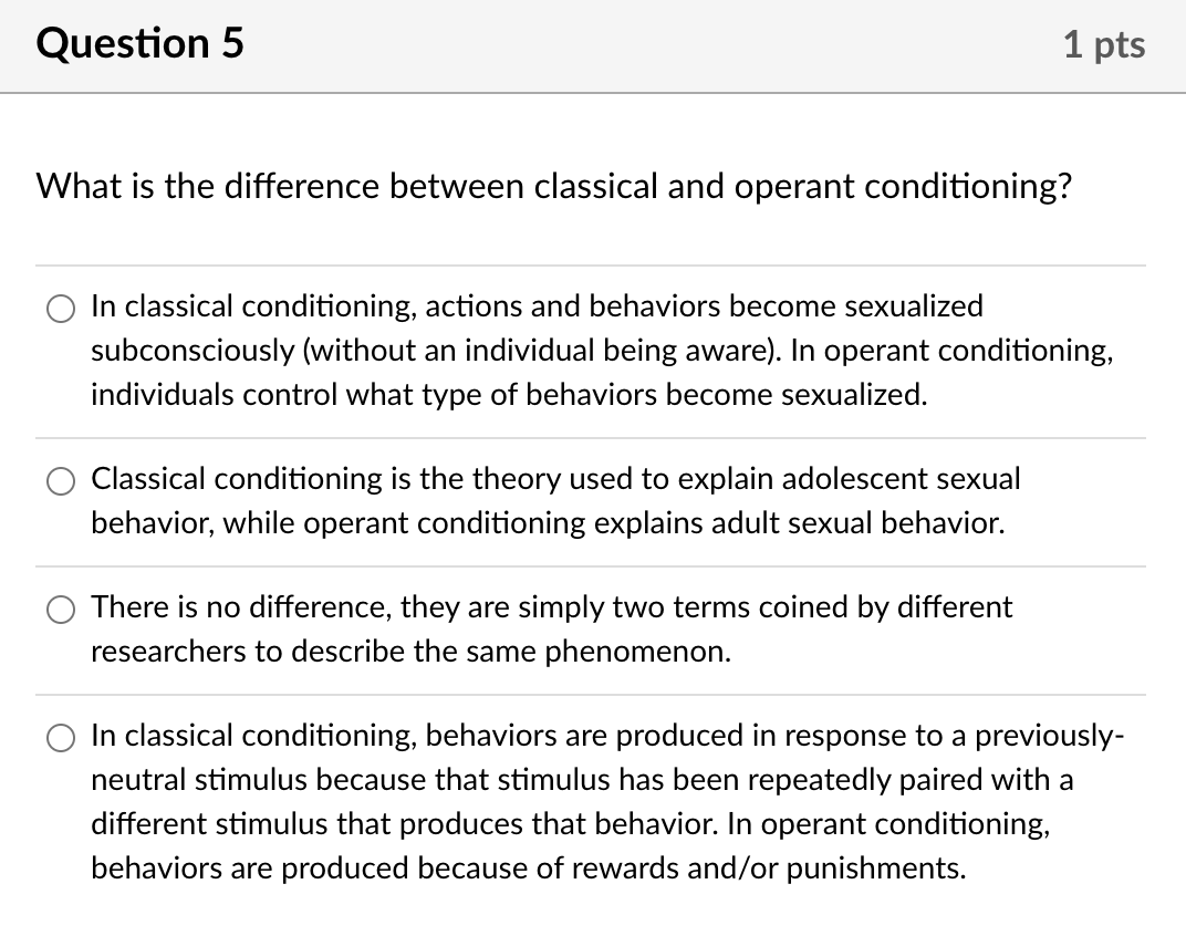 Solved What is the difference between classical and operant | Chegg.com