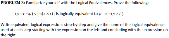 Solved Familiarize yourself with the Logical Equivalences. | Chegg.com