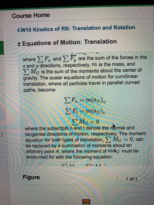 Solved Course Home ing KW10 Kinetics of RB: Translation and | Chegg.com