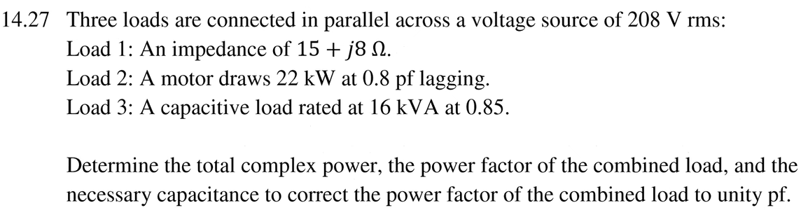 Solved 27 Three loads are connected in parallel across a | Chegg.com