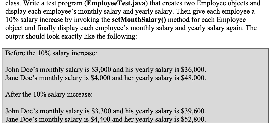 Solved class. Write a test program (EmployeeTest.java) that | Chegg.com
