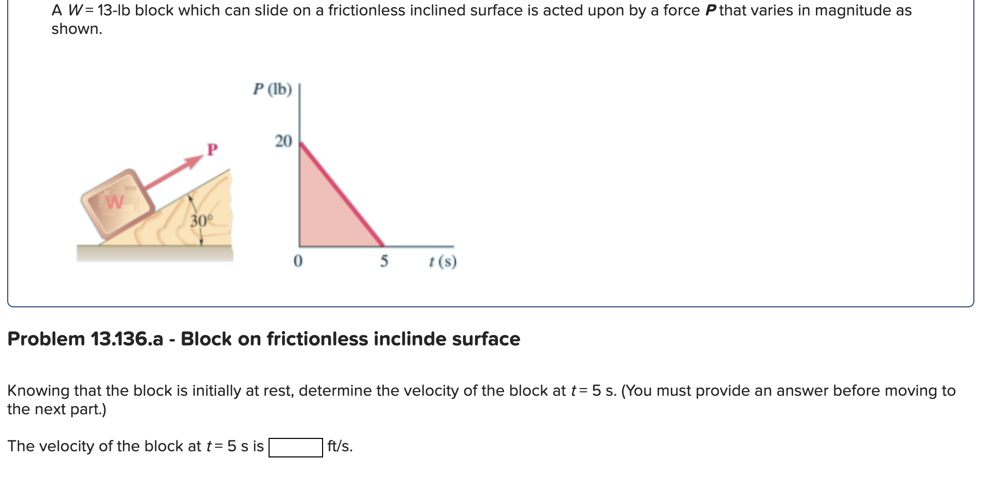 Solved b) the time at which the velocity of the block is 0 | Chegg.com