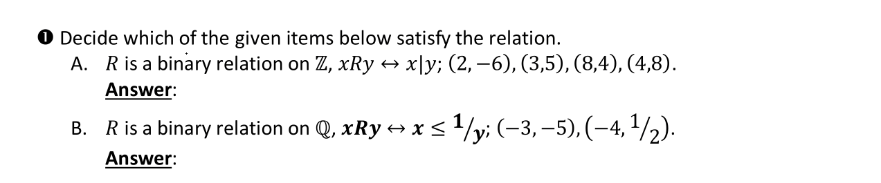 Solved (1) Decide which of the given items below satisfy the | Chegg.com
