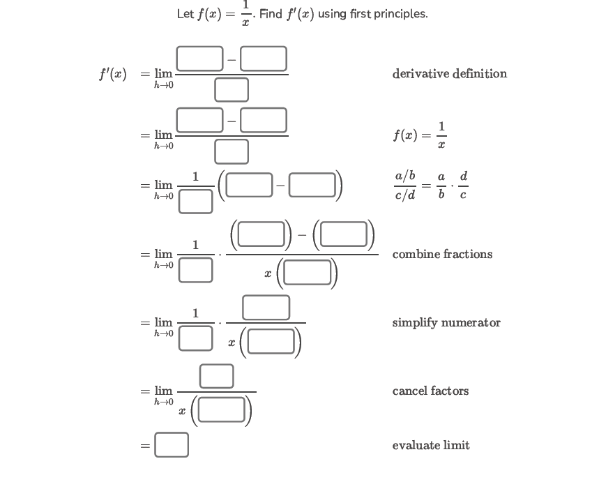 Solved Let f(x)=x1. Find f′(x) using first principles. | Chegg.com