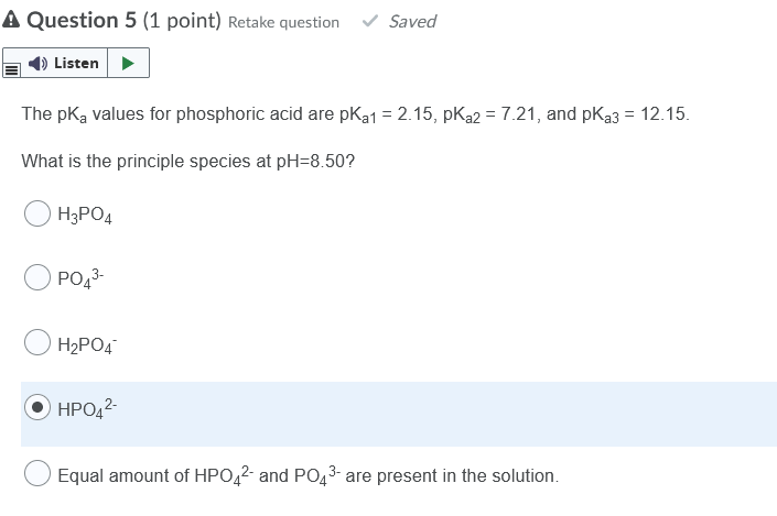 Solved A Question 5 (1 point) Retake question Saved Listen | Chegg.com