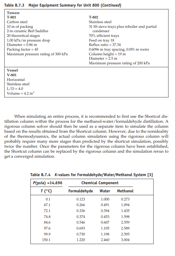 Solved FORMALIN PRODUCTION, UNIT 800 Formalin is a 37wt% | Chegg.com