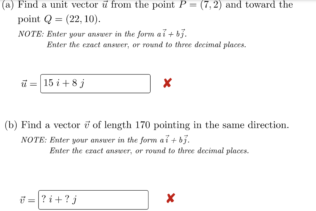 Solved (a) Find a unit vector u from the point P=(7,2) and | Chegg.com