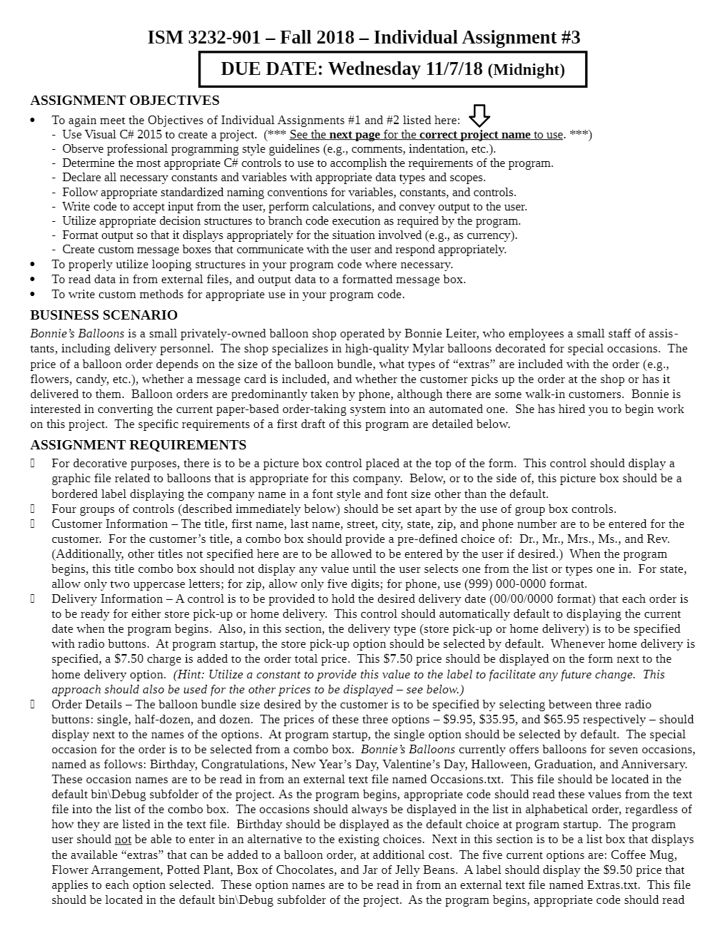 ISM 3232-901 – Fall 2018 – Individual Assignment #3 | Chegg.com