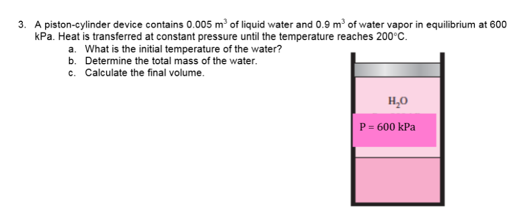 Solved A piston-cylinder device contains 0.005 m3 of liquid | Chegg.com