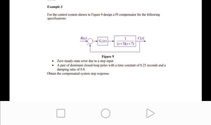 Solved Example 3 For the control system shown in Figure 9 | Chegg.com