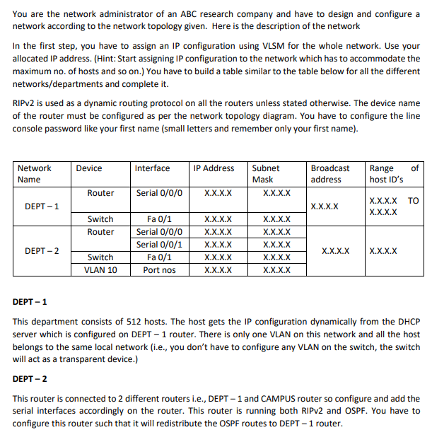 Solved DEPT-1 Router is also working as a DHCP Server | Chegg.com