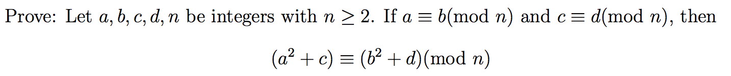 Solved Prove: Let a, b, c, d, n be integers with n > 2. If a | Chegg.com