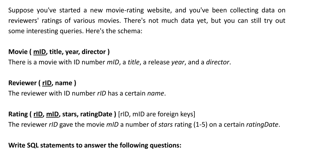 Solved Suppose you've started a new movie-rating website, | Chegg.com