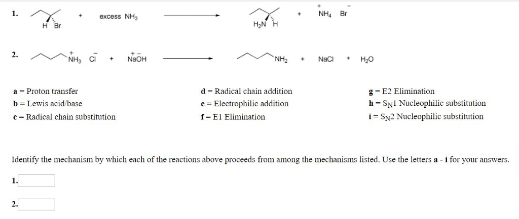 Solved 1. excess NH3 NH4 Br H Br H2N 2. NH3 C NaOH a - | Chegg.com