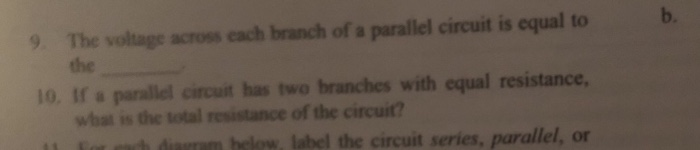 Solved 9 The voltage across each branch of a parallel | Chegg.com