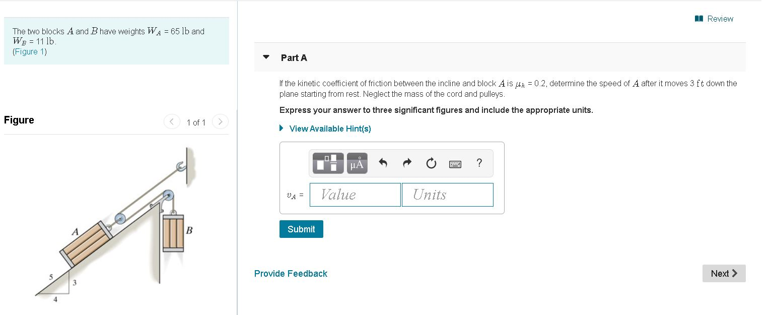 Solved The two blocks AA and BB have weights WAWAW_A = 65 | Chegg.com