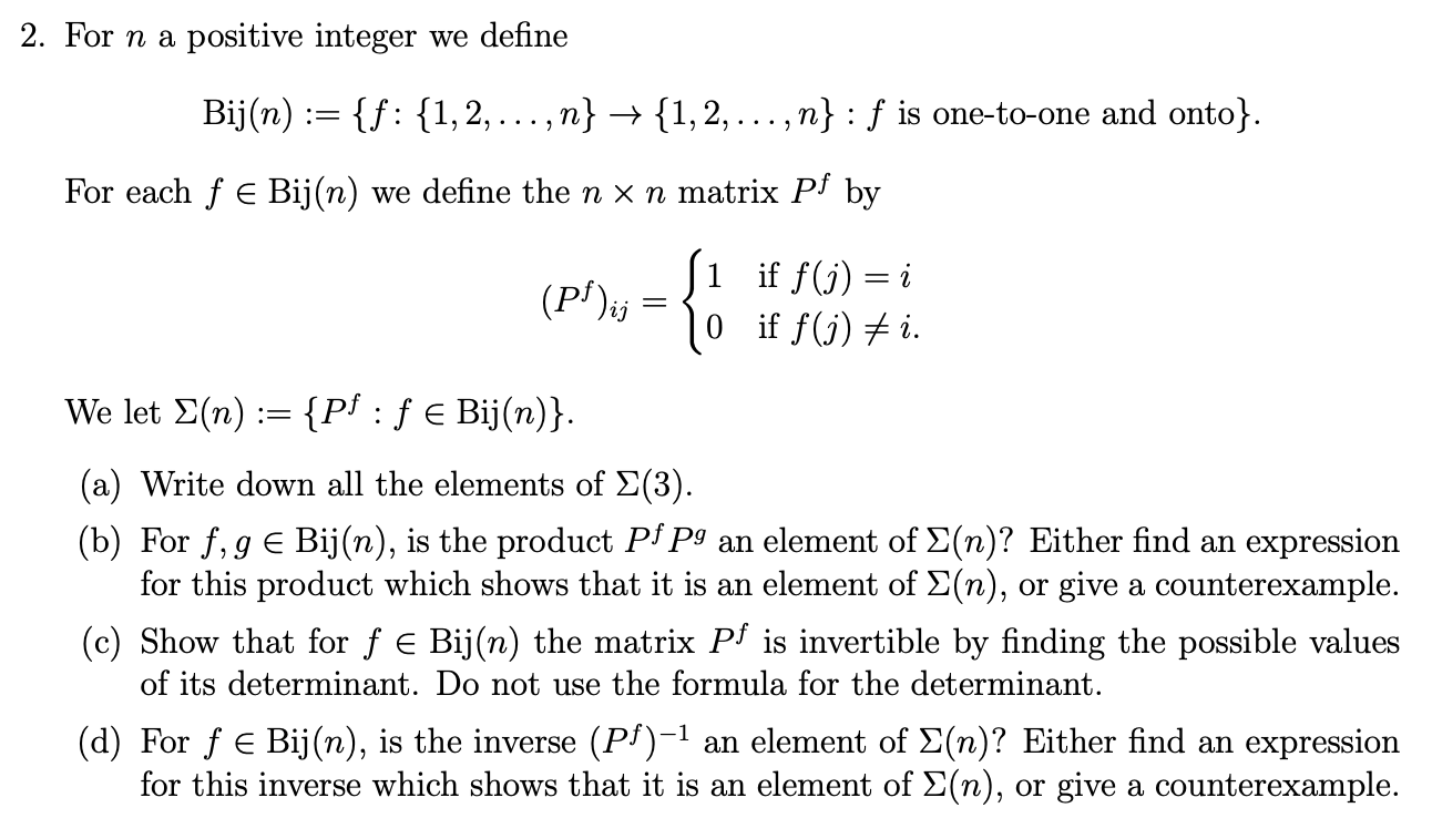 Solved 2. For n a positive integer we define | Chegg.com
