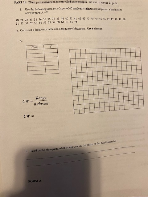 Solved PART II: Place your answers on the provided answer | Chegg.com