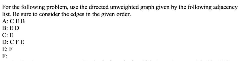 Solved Question is to show the results of the depth search | Chegg.com