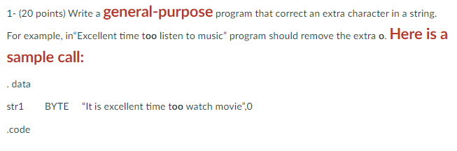 Solved you are not allowed to use::MOVSB, MOVSW, | Chegg.com