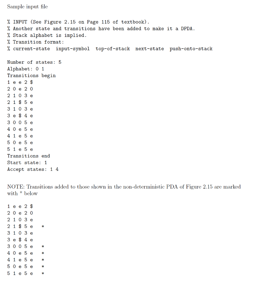 Write a program to simulate a DPDA. The DPDA | Chegg.com
