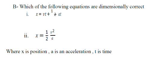 Solved B-Which of the following equations are dimensionally | Chegg.com