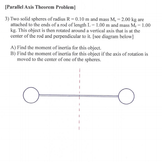 Solved [Parallel Axis Theorem Problem] 3) Two solid spheres | Chegg.com