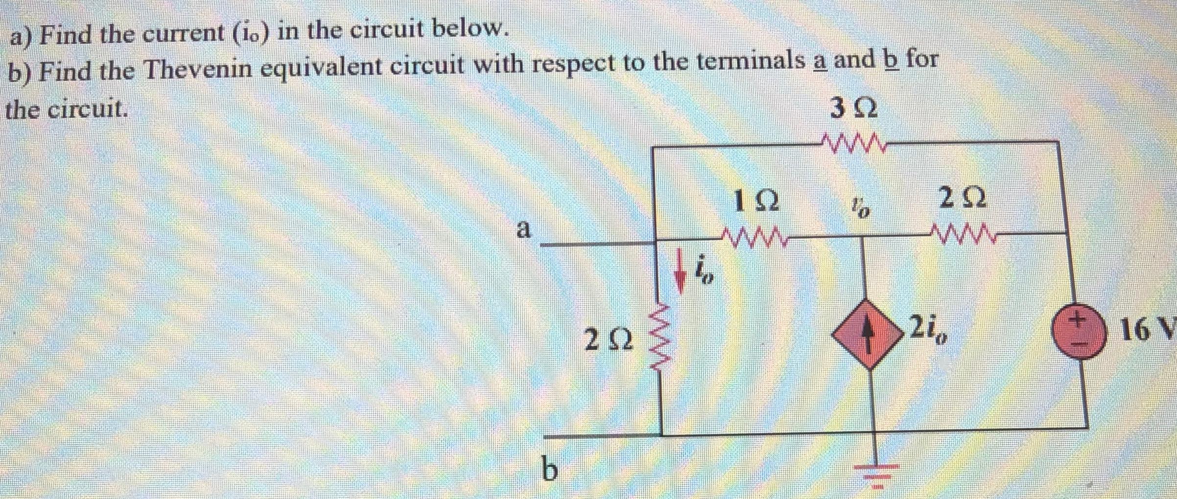 Solved a) Find the current (io) in the circuit below. b) | Chegg.com