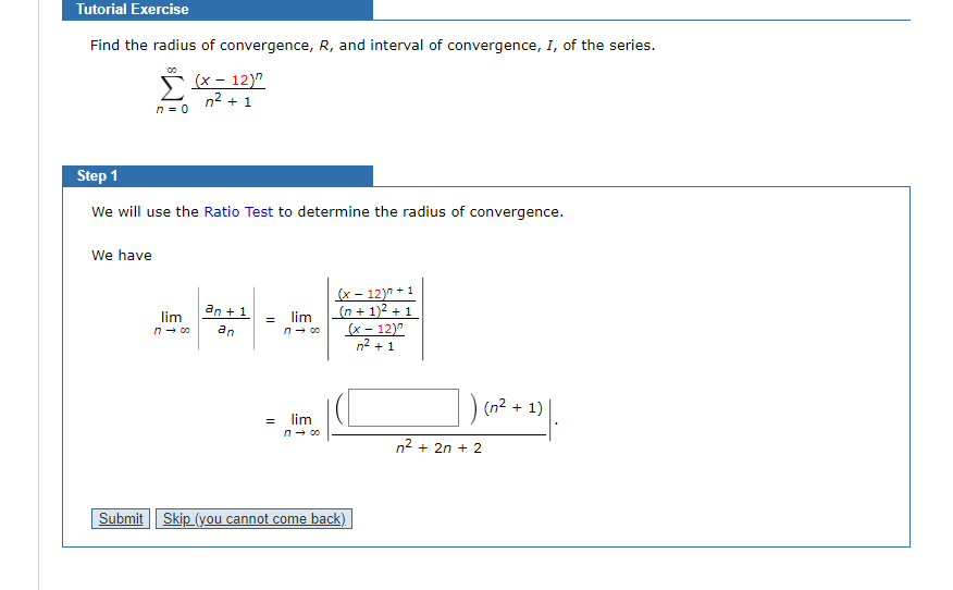 Solved Tutorial Exercise Find the radius of convergence, R, | Chegg.com