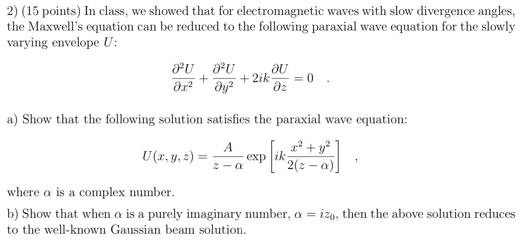 Solved 2) (15 points) In class, we showed that for | Chegg.com