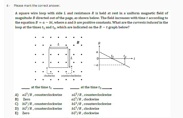 Solved A square wire loop with side L and resistance R is | Chegg.com