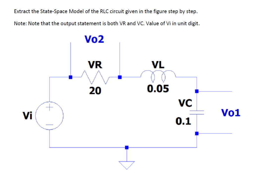 Solved Extract The State Space Model Of The Rlc Circuit