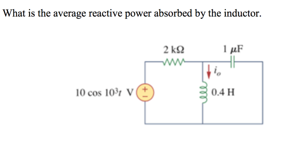 Solved What is the average reactive power absorbed by the | Chegg.com