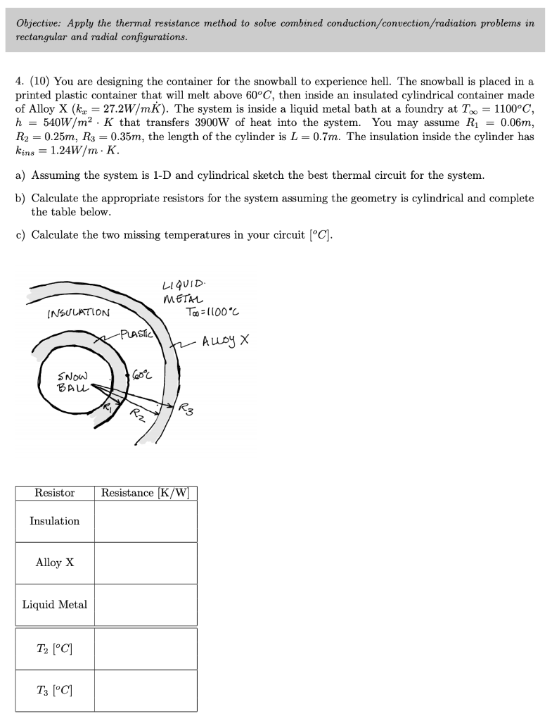 Solved Objective: Apply the thermal resistance method to | Chegg.com