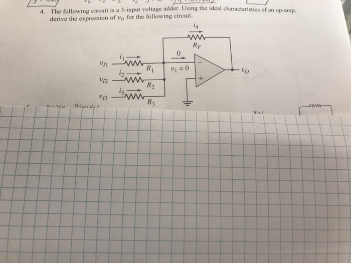 Solved 4. The following circuit is a 3-input voltage adder. | Chegg.com