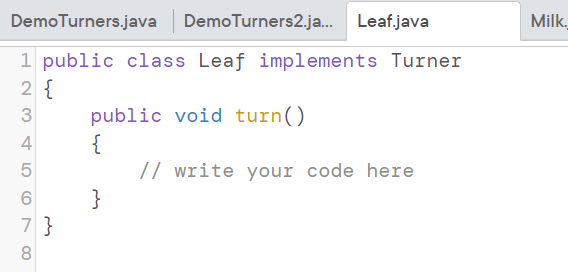 Create an interface named Turner, with a single | Chegg.com Create an interface named Turner, with a single | Chegg.com