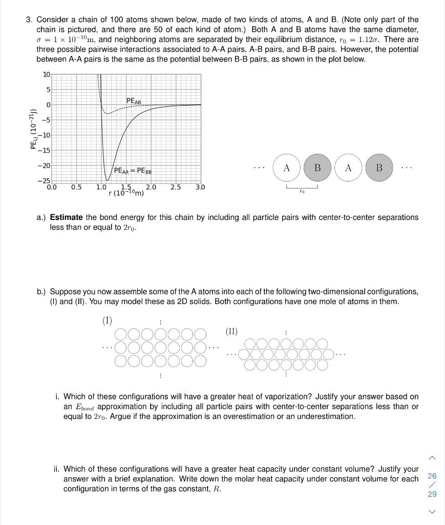 3. Consider a chain of 100 atoms shown below, made of | Chegg.com