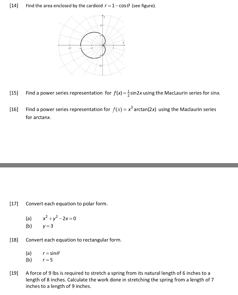 Solved [14] Find the area enclosed by the cardioid r-1-cos θ | Chegg.com