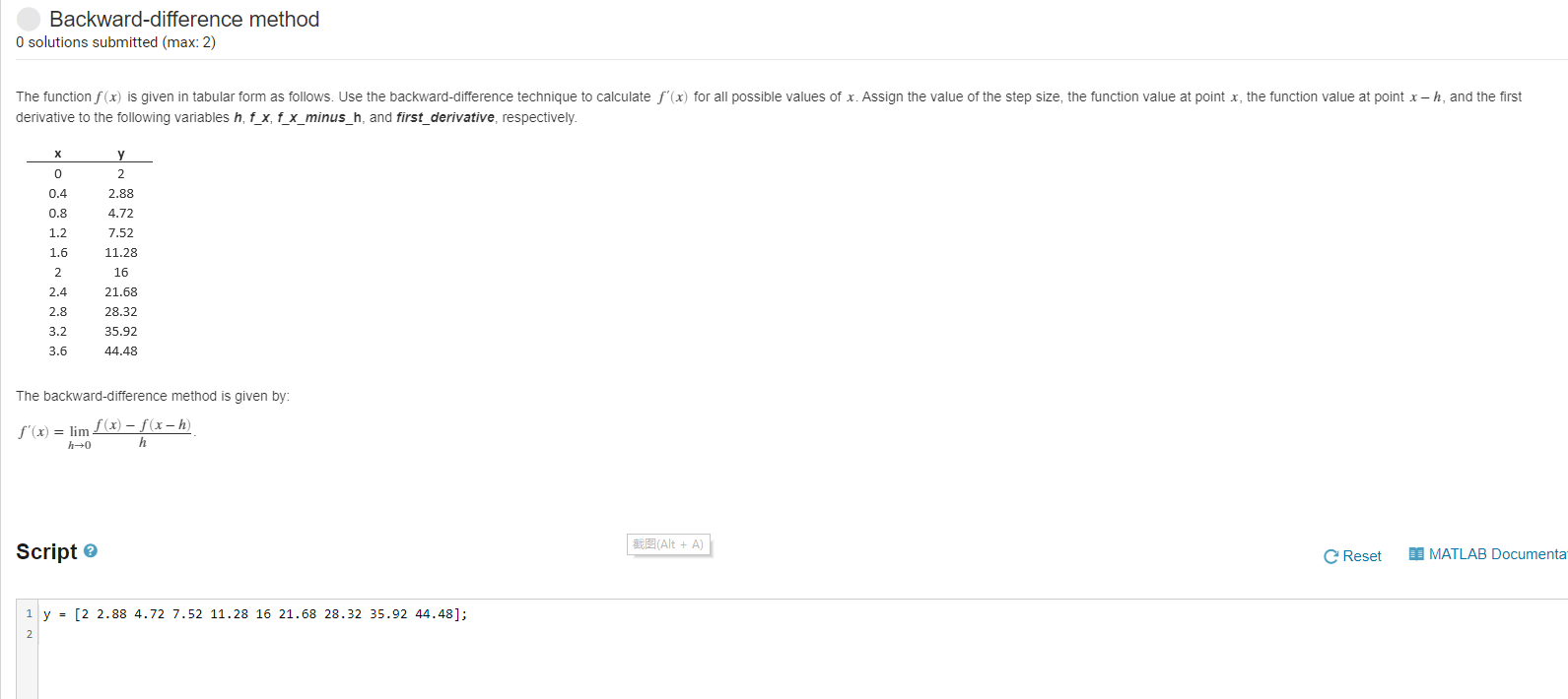 Solved The backward-difference method is given by: | Chegg.com