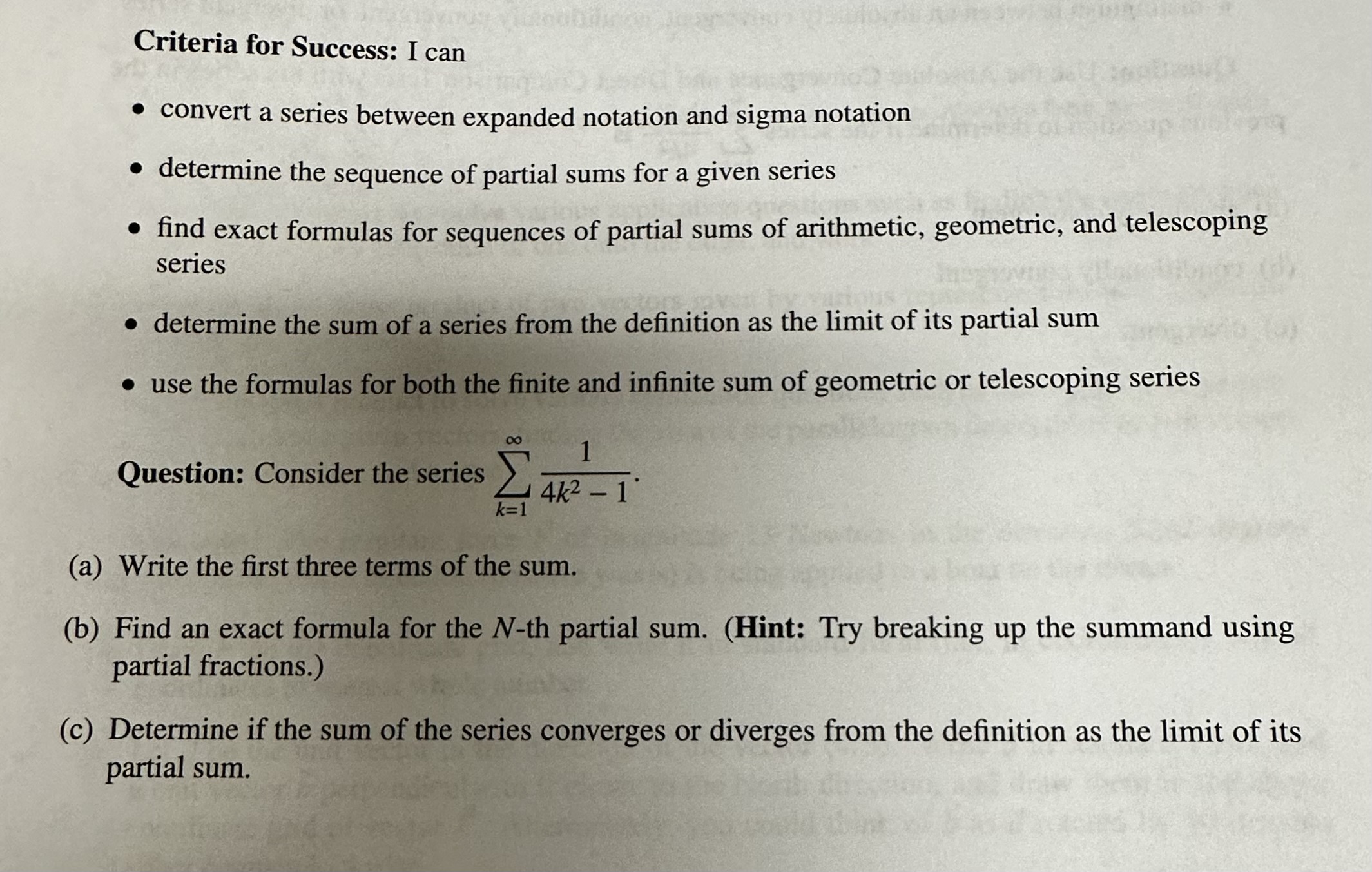 Solved Criteria for Success: I can - convert a series | Chegg.com