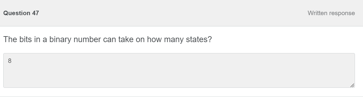 Solved Question 47Written responseThe bits in a binary | Chegg.com