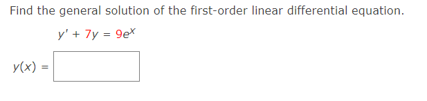 Solved Find the general solution of the first-order linear | Chegg.com