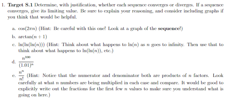 Solved Target S.1 ﻿Determine, with justification, whether | Chegg.com