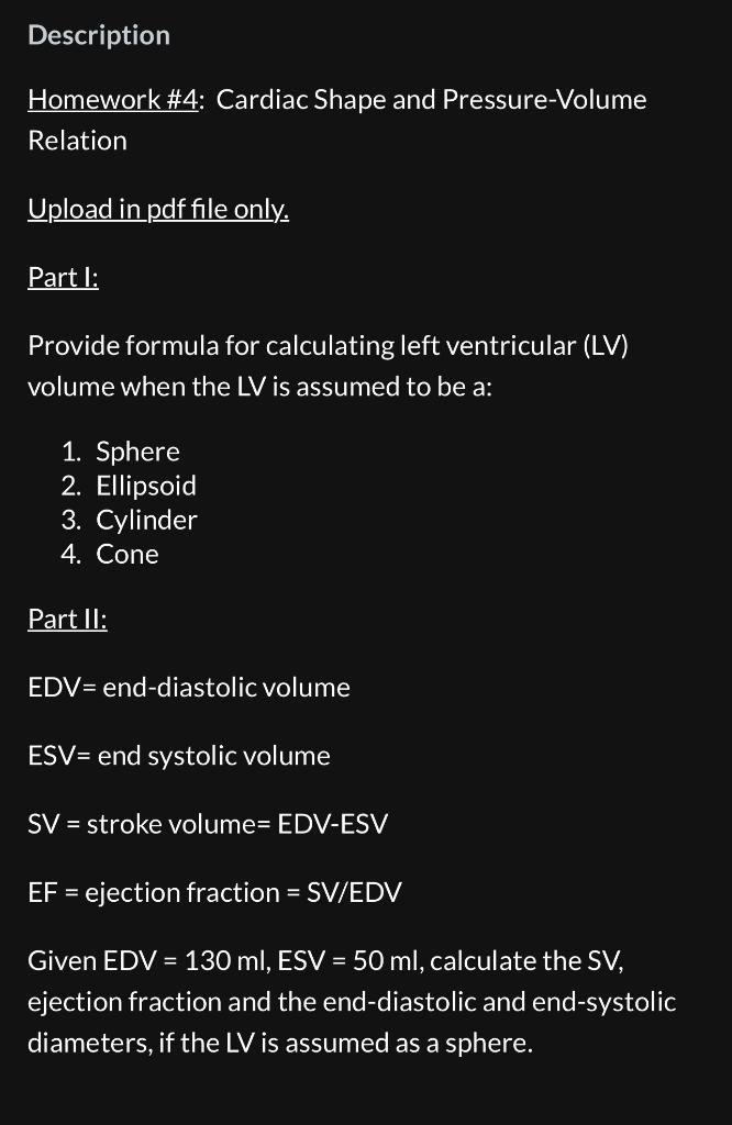 Solved Description Homework #4: Cardiac Shape and | Chegg.com