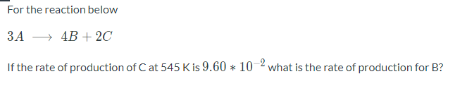 Solved For the reaction below 3A + 4B + 2C -2 If the rate of | Chegg.com