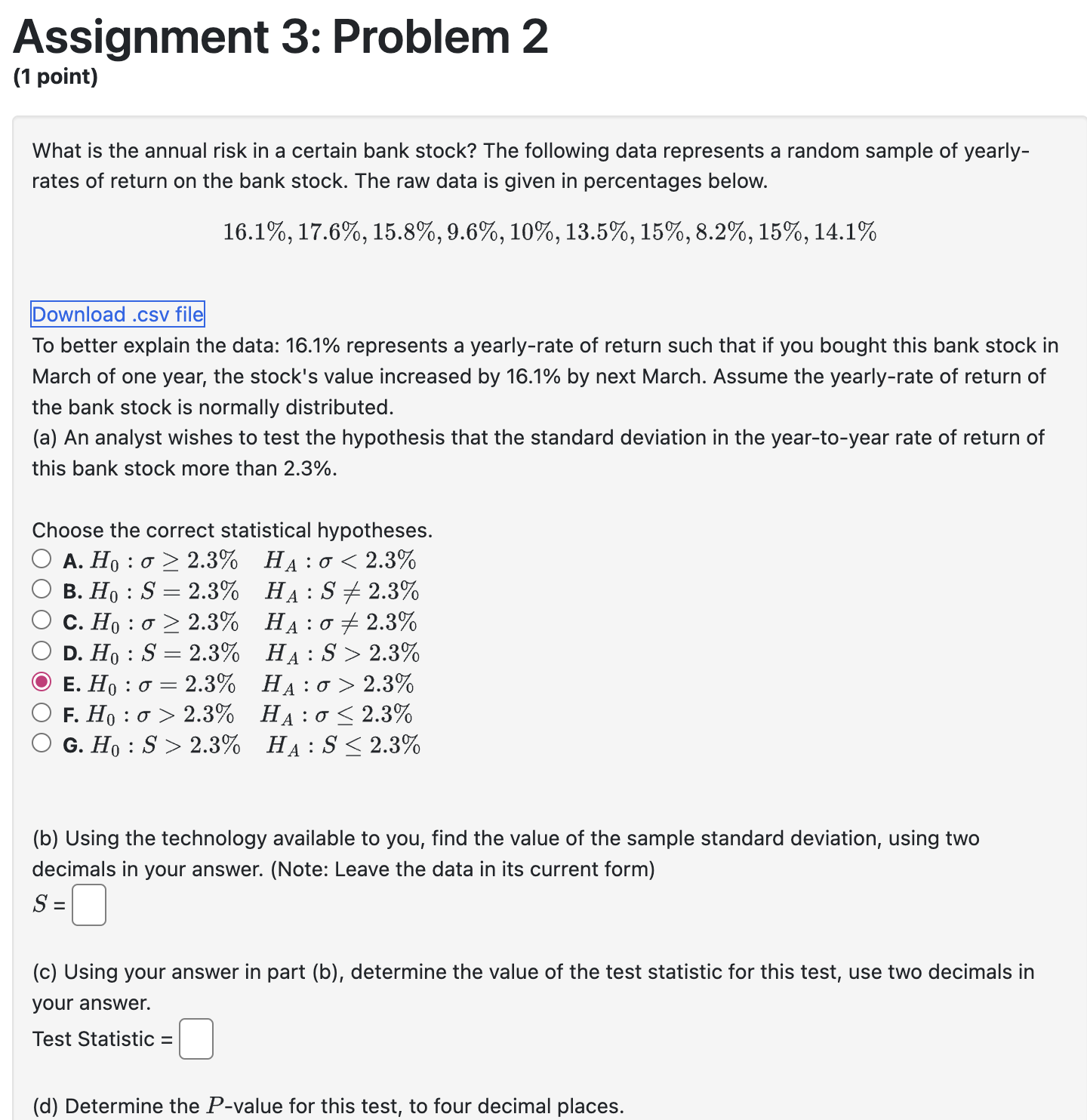 Solved Assignment 3: Problem 2 (1 point) What is the annual | Chegg.com